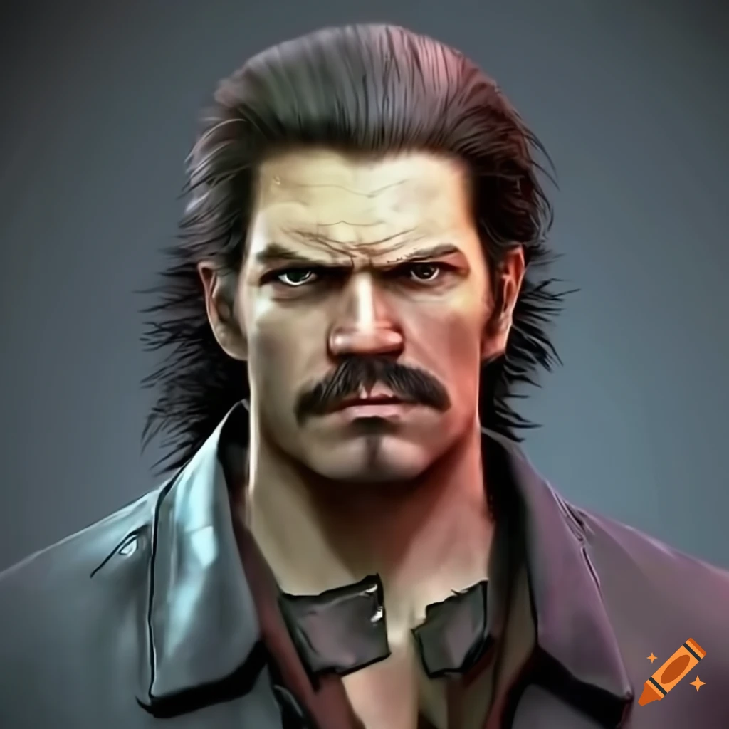 Intense and tough-looking character with a musketeer-style mustache on ...
