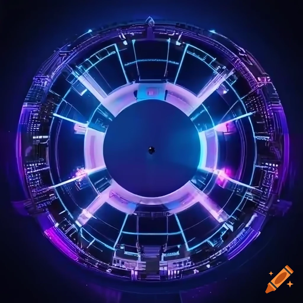 Futuristic abstract design of a glowing multidimensional bridge on Craiyon