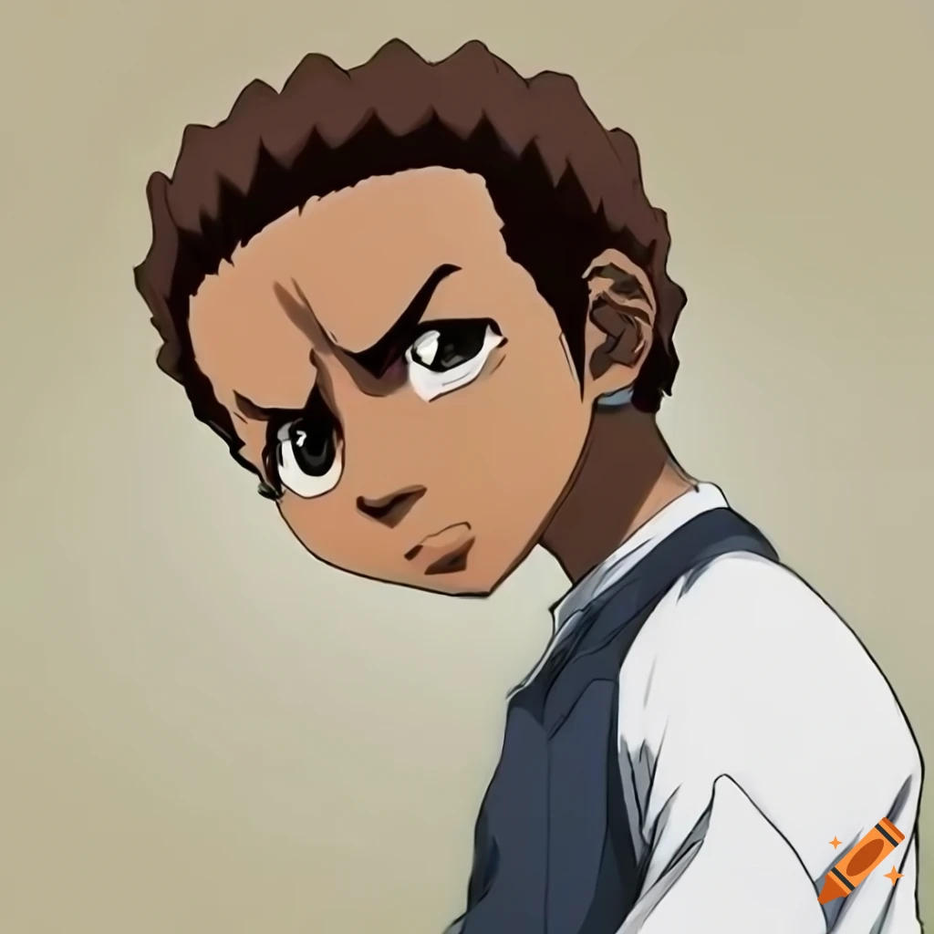 Boondocks character with white short hair on Craiyon