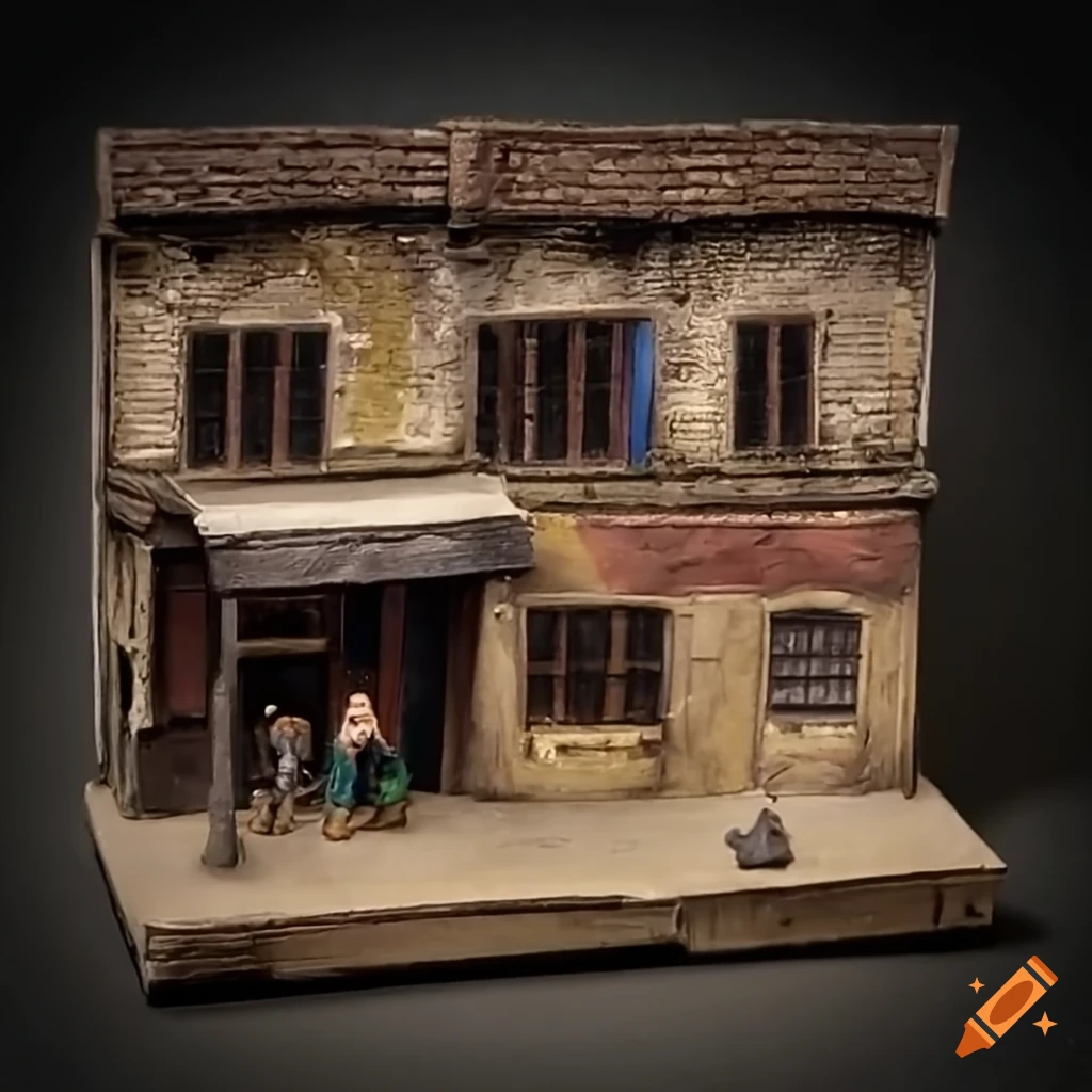 Model diorama depicting street poverty on Craiyon