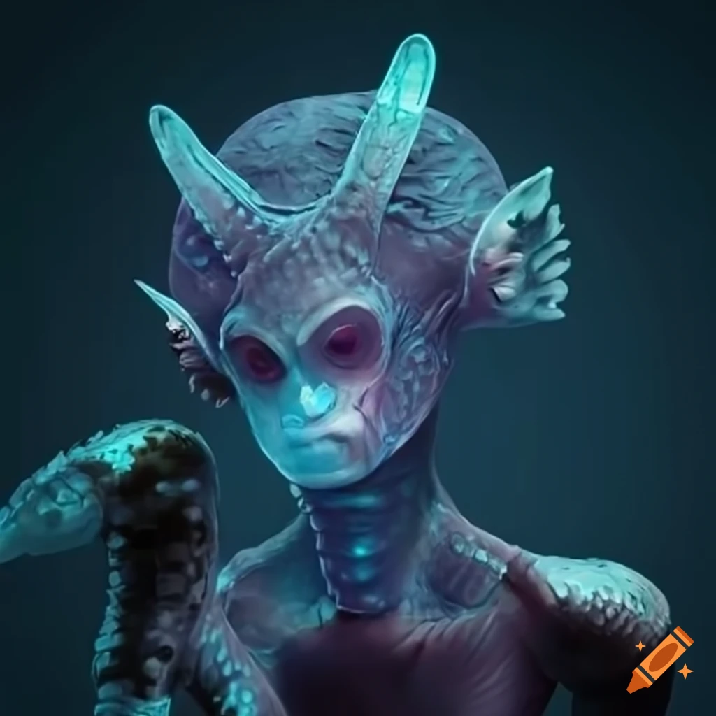 Translucent-skinned space opera species with frills on Craiyon