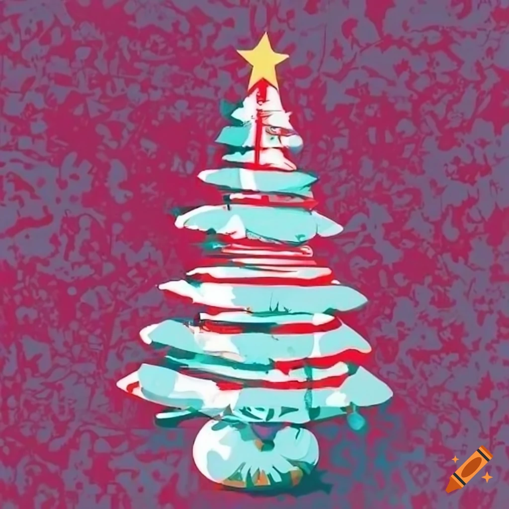 Pop art style christmas tree design on Craiyon