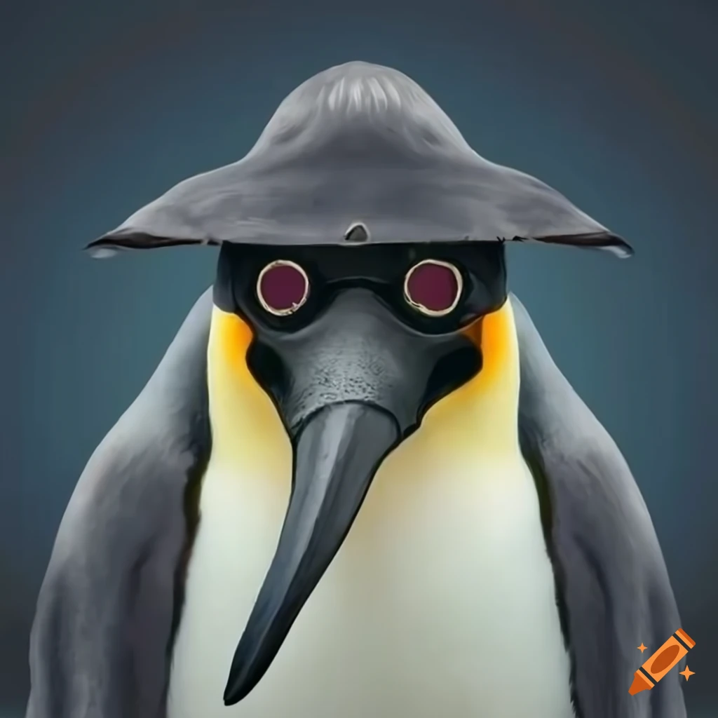Emperor penguin with a plague doctor mask on Craiyon