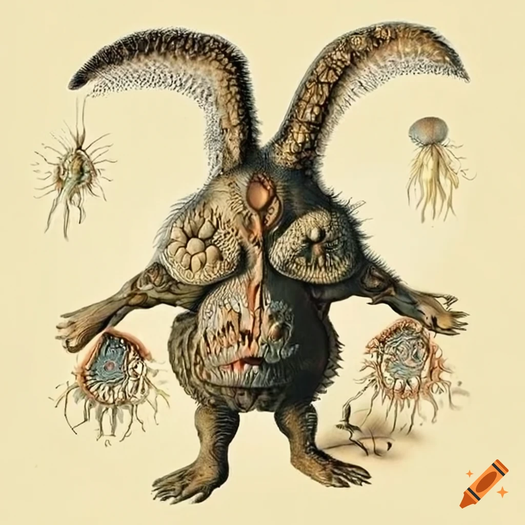 Menacing rabbit-monster in the style of Hans Haeckel on Craiyon