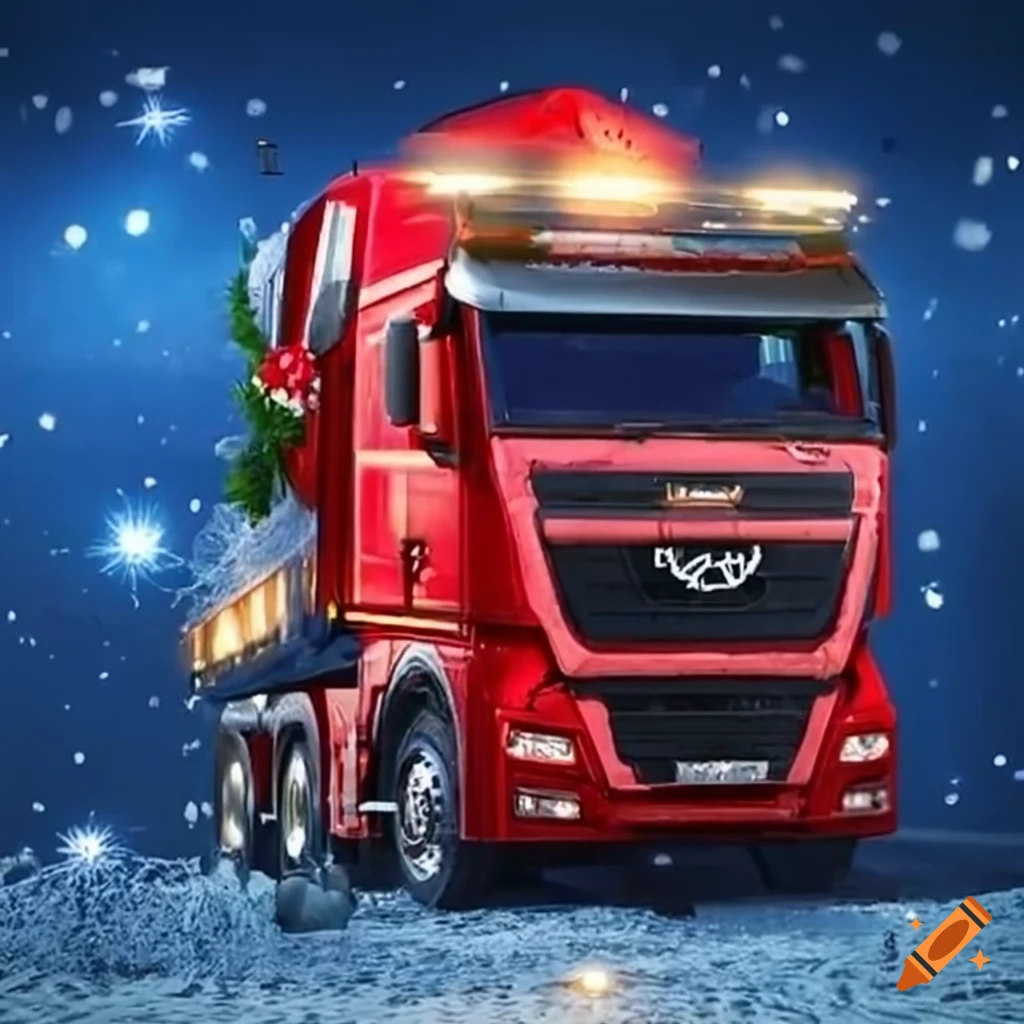 Man hgv truck dressed for christmas on Craiyon
