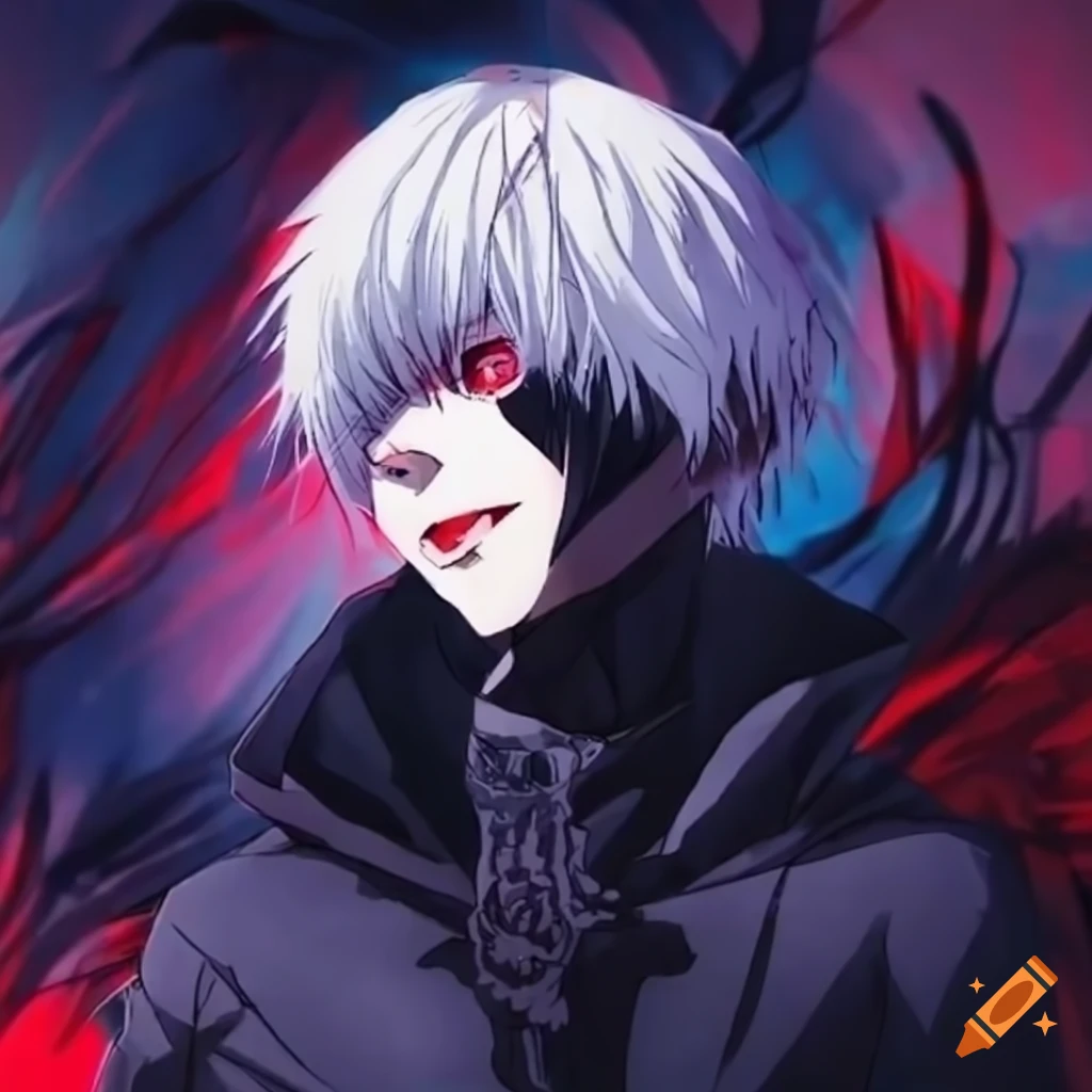 Kaneki cosplay as Shadow from the Eminence in Shadow on Craiyon
