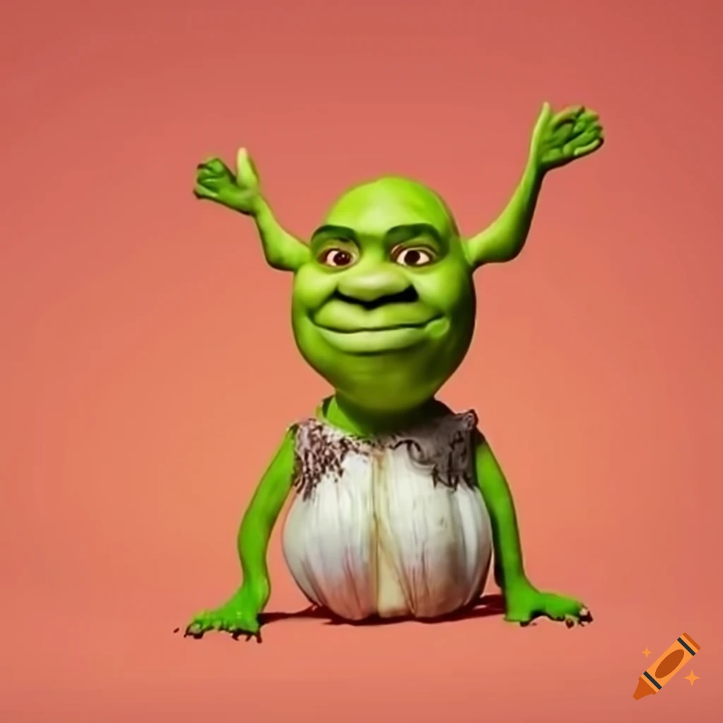 Shrek made of garlic on Craiyon