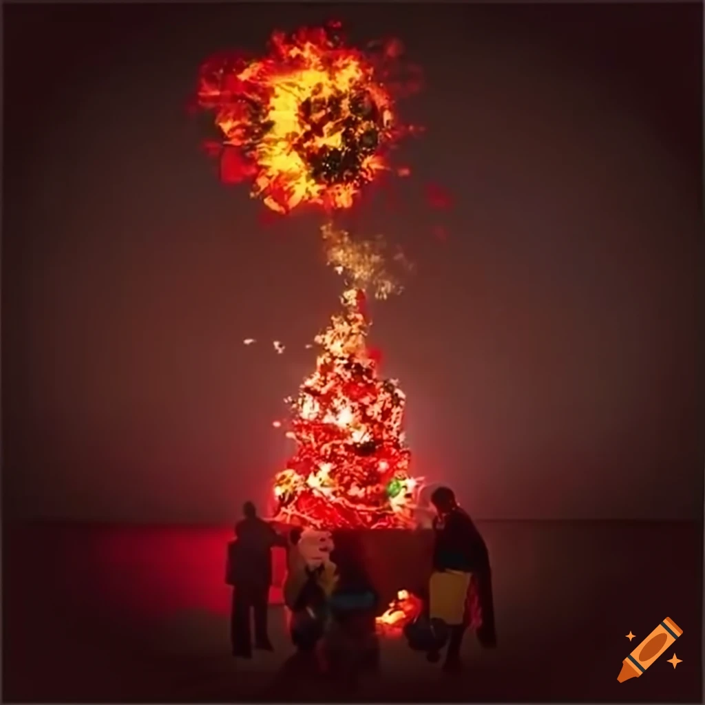 Explosion with sparks and fire on Craiyon