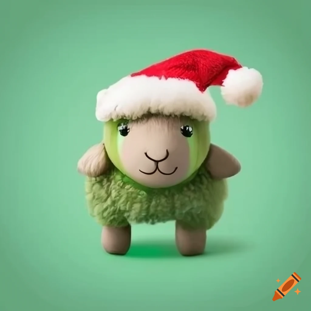 Cute christmas two sheep with green fur on Craiyon