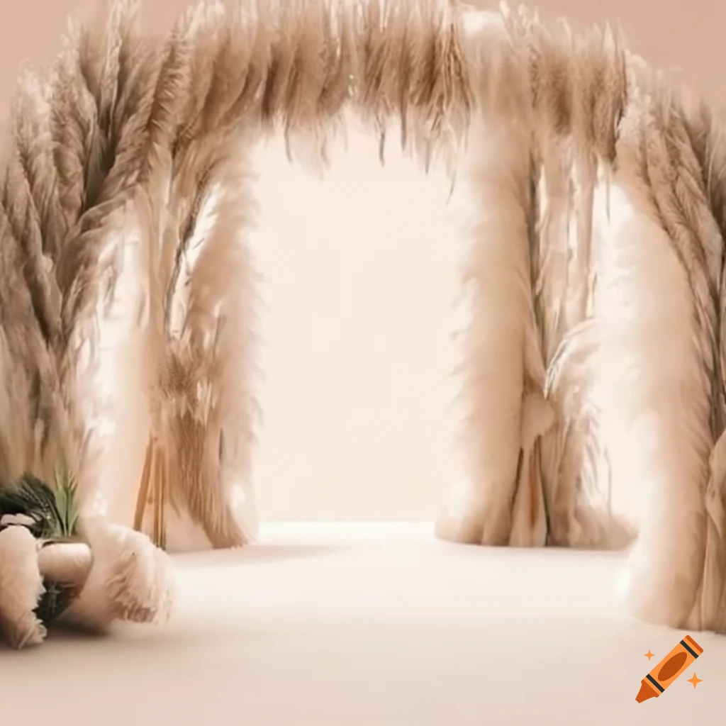 Neutral room with boho flower and pampas decoration on Craiyon