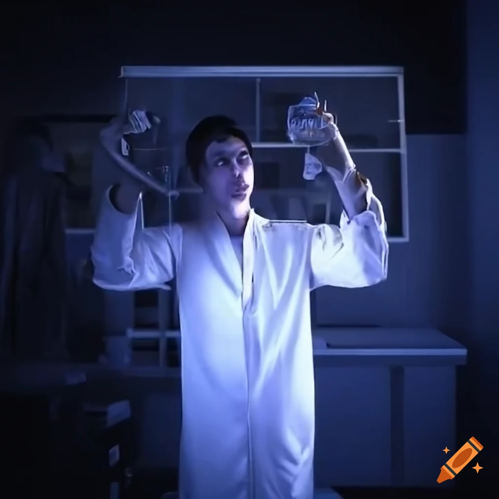 Man standing with a sight in a laboratory on Craiyon