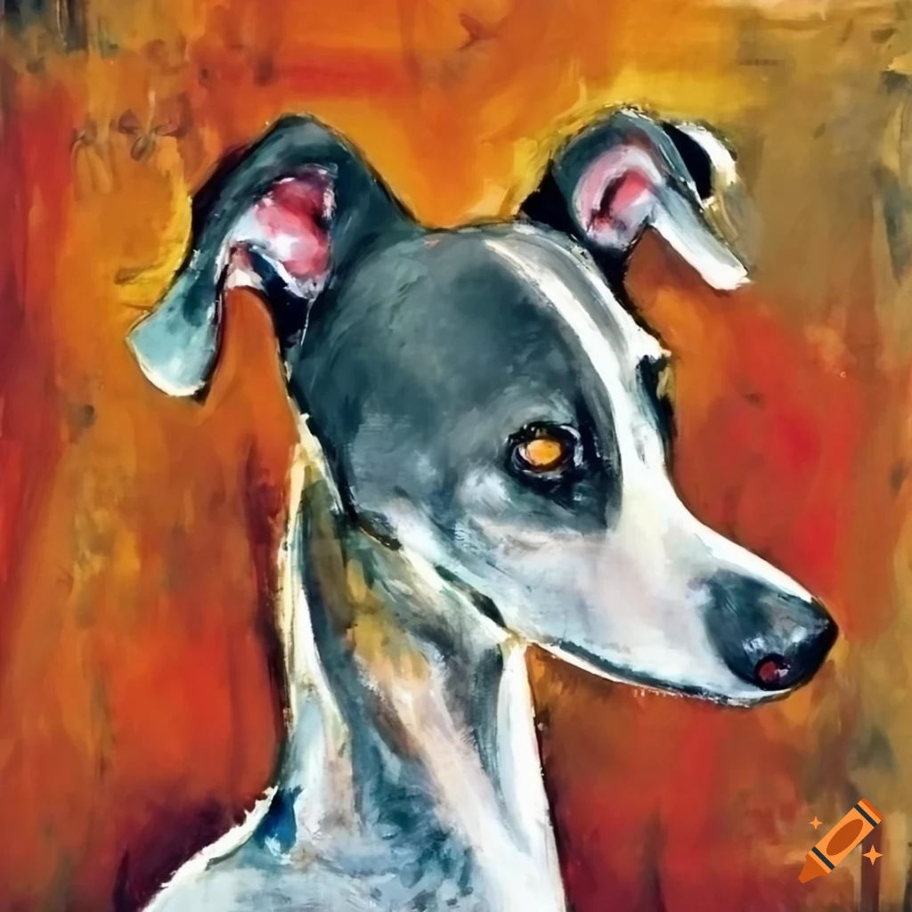 Greyhound dog painted in the style of Modigliani on Craiyon
