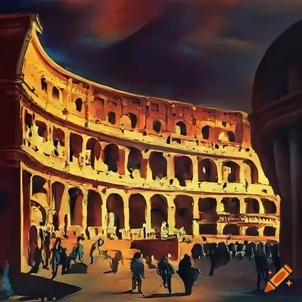 The colosseum painted in the surreal style of dali on Craiyon