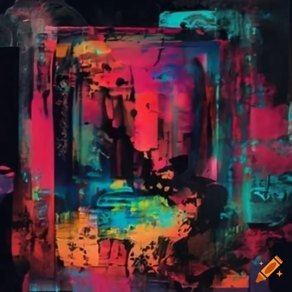 Colorful mixed media textured paper artwork in abstract style on Craiyon