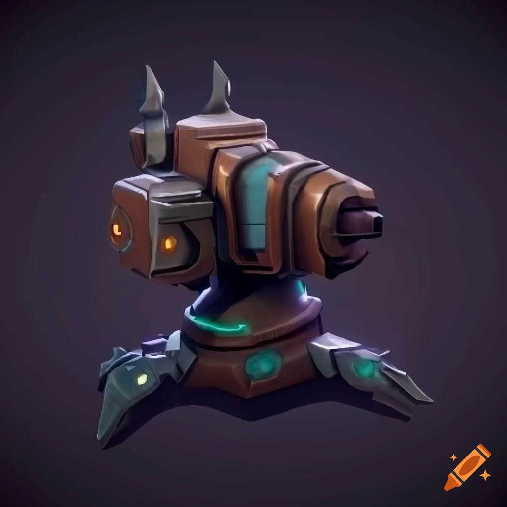 Stylized turret weapon on Craiyon