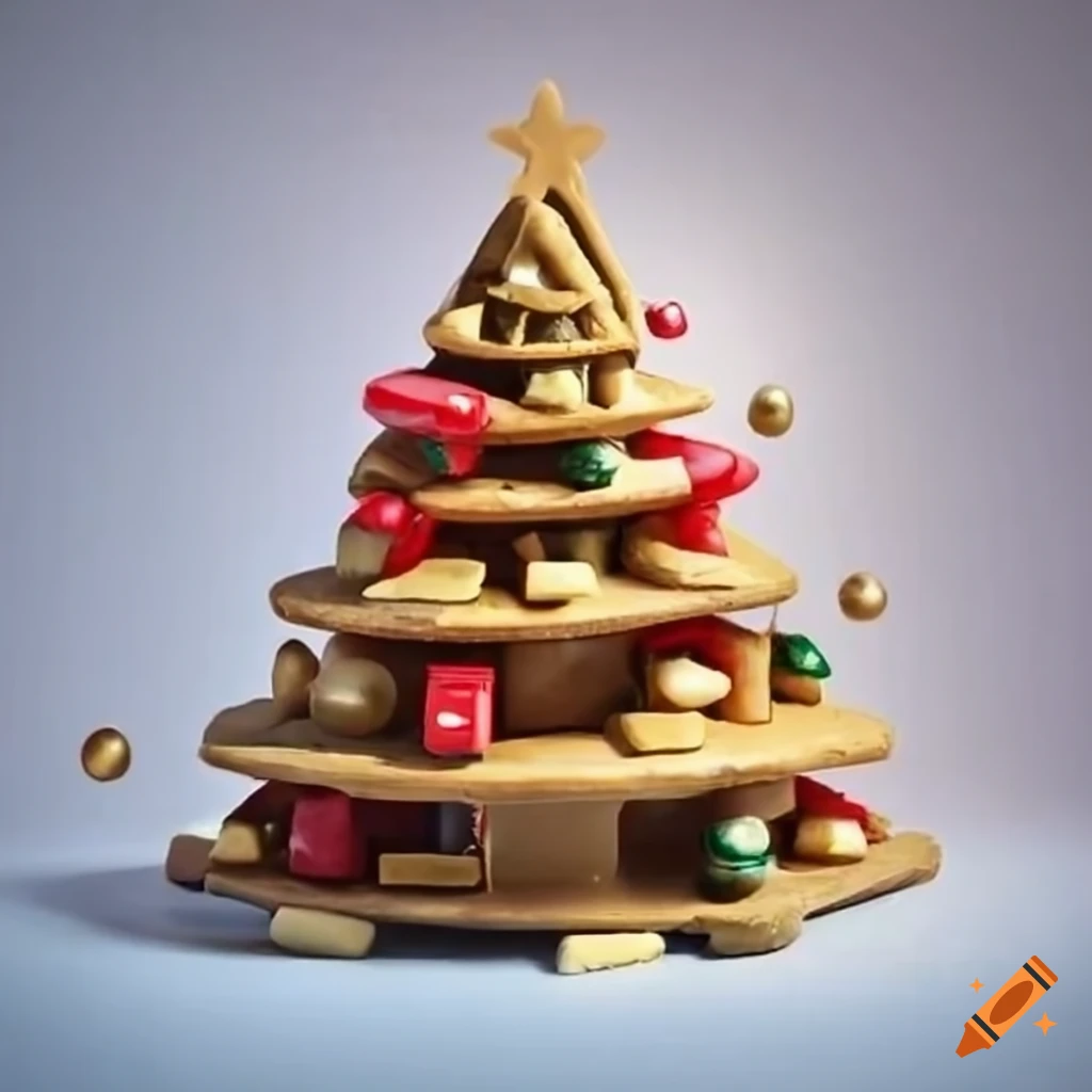 Christmas tree house made of cheese on Craiyon