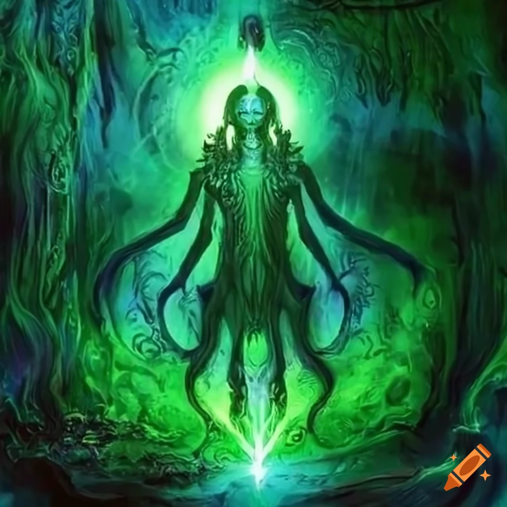 Chaos god of green consciousness on Craiyon