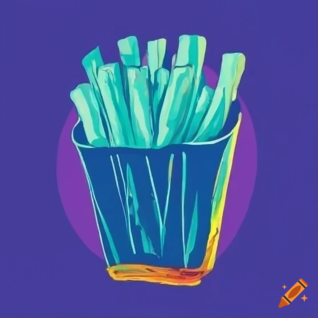 Blue french fries on Craiyon