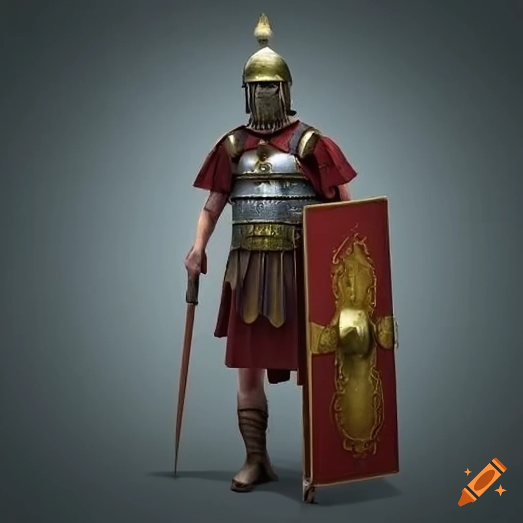 Roman soldier in glorious armor on Craiyon