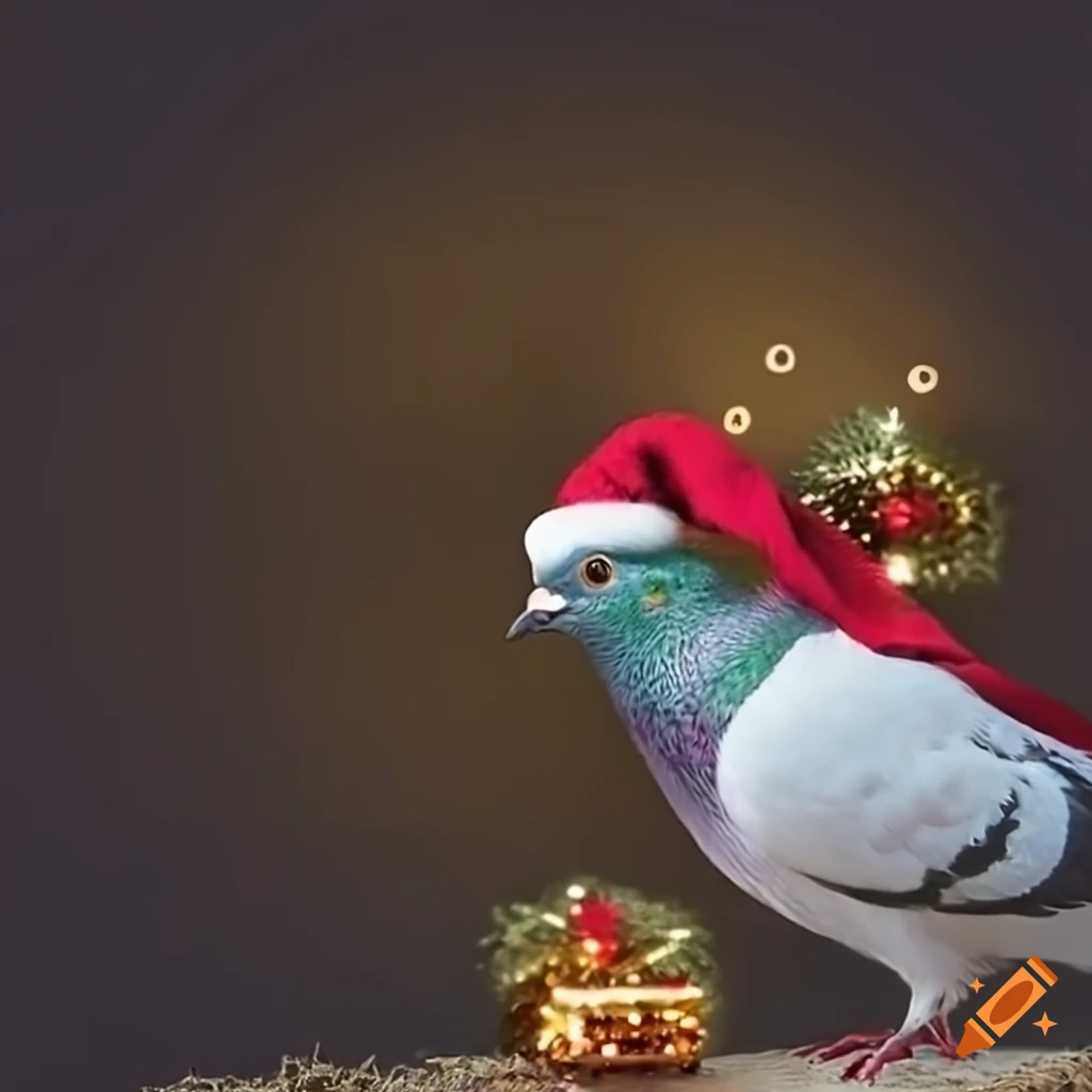 Christmas card with pigeons celebrating the holiday season on Craiyon