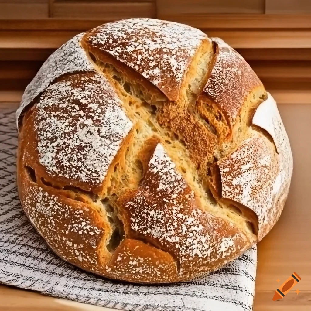 Manchet bread, a fine white bread with golden-brown crust on Craiyon