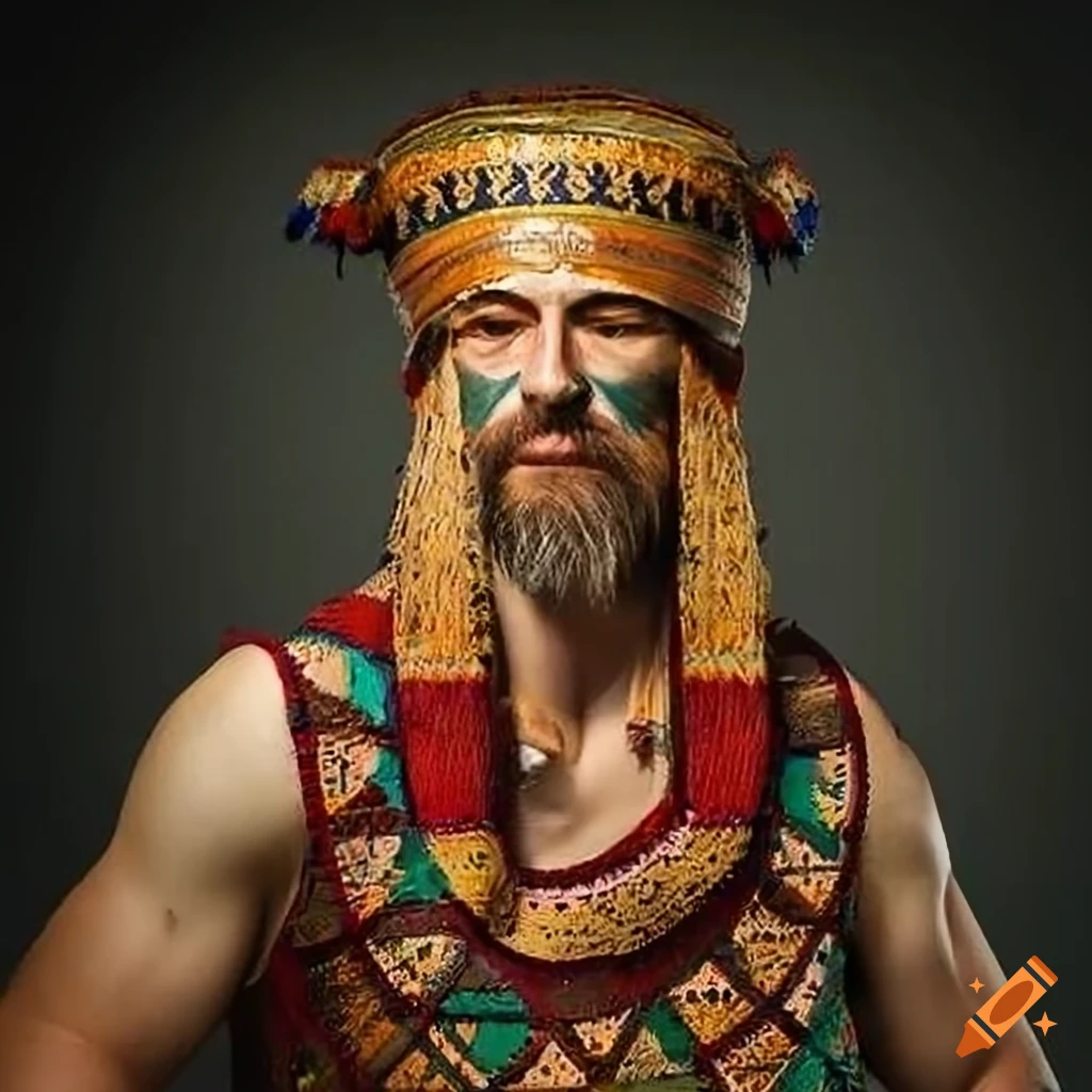 Man wearing traditional Illyrian attire with vibrant fabrics and ...