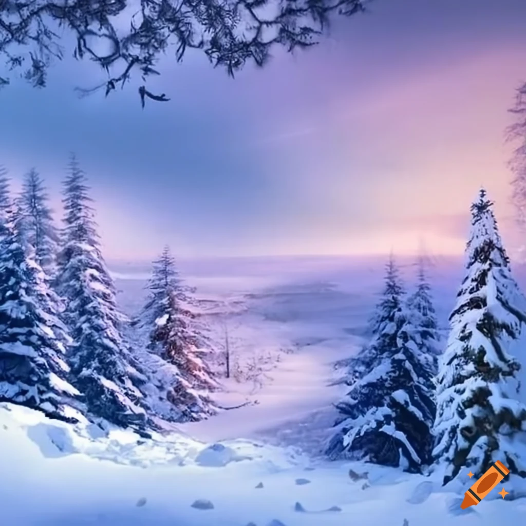 Snowy winter landscape on Craiyon