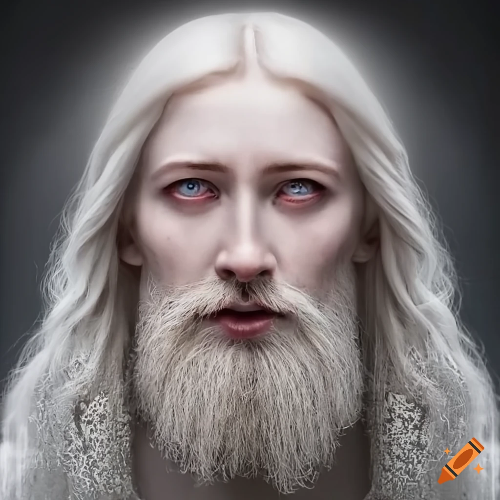 Albino jesus with beard on Craiyon