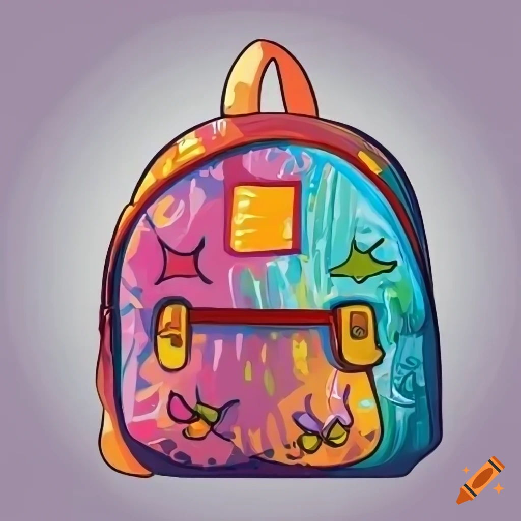 Simple drawing of a children's backpack on a white background on Craiyon