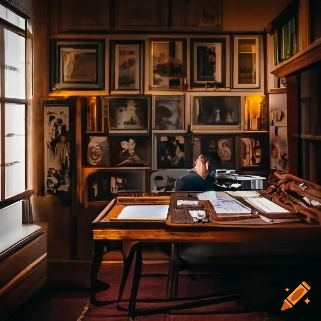 Sir george head sitting at a desk in a large study surrounded by maps ...
