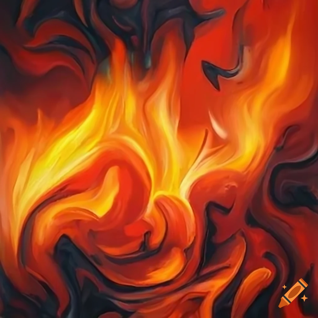 Blazing fire texture in impasto style on Craiyon