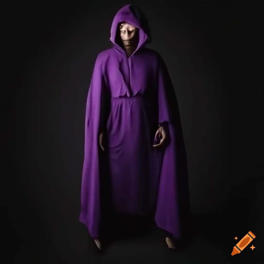 Hooded d&d rogue in purple and black clothes with a blurry face, full ...