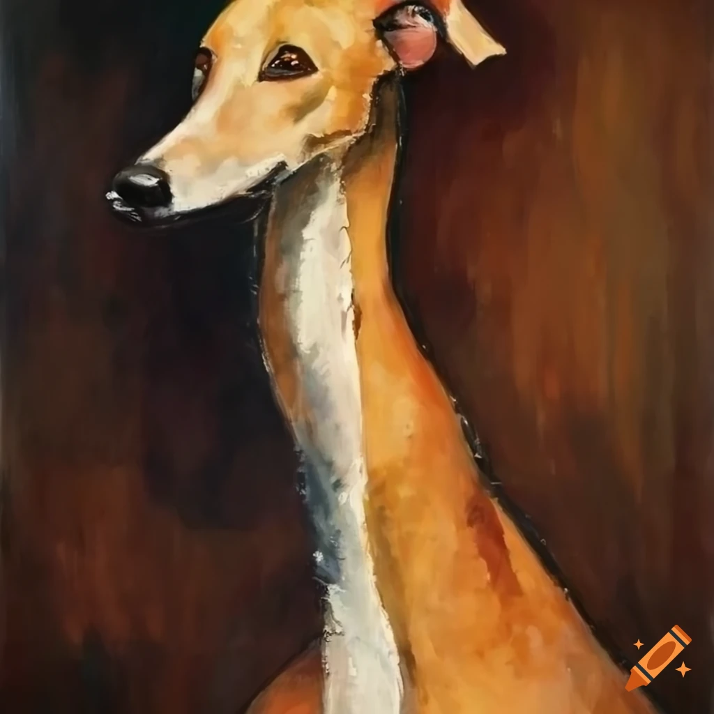 Greyhound in motion painting in the style of modigliani on Craiyon