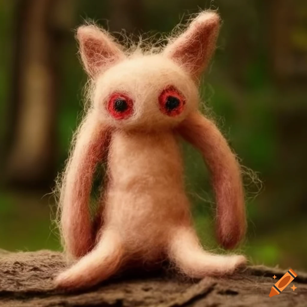 Elaborate forest creature made of felted wool on Craiyon