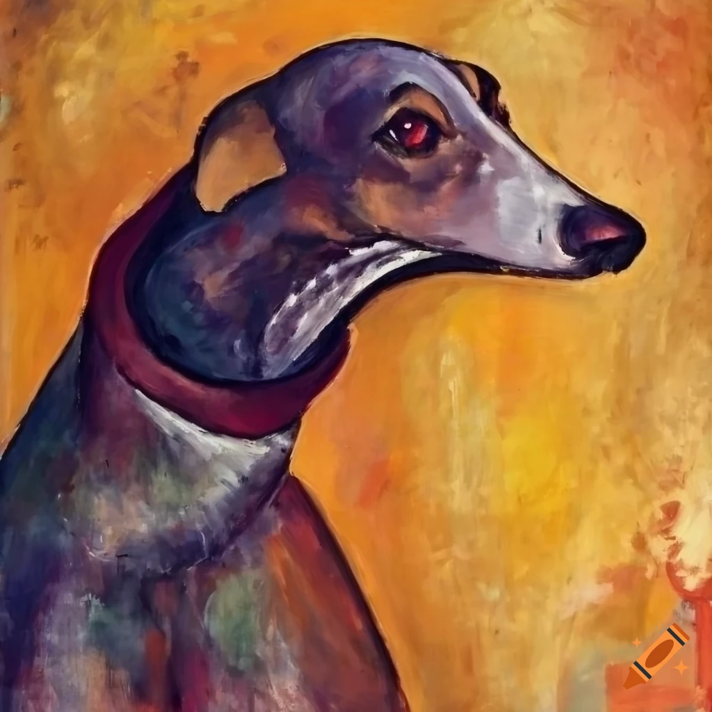 Greyhound dog portrait in the style of modigliani on Craiyon