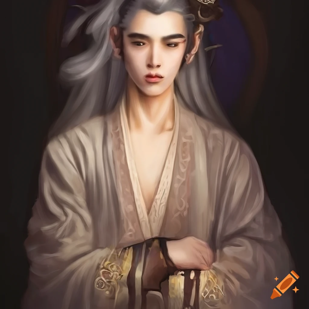 Gustav klimt inspired poster of a handsome young male elven asian ...