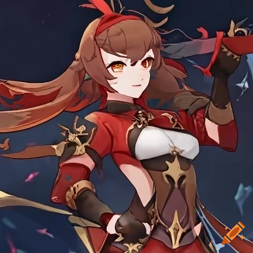 Character amber from genshin impact in a dark attire on Craiyon