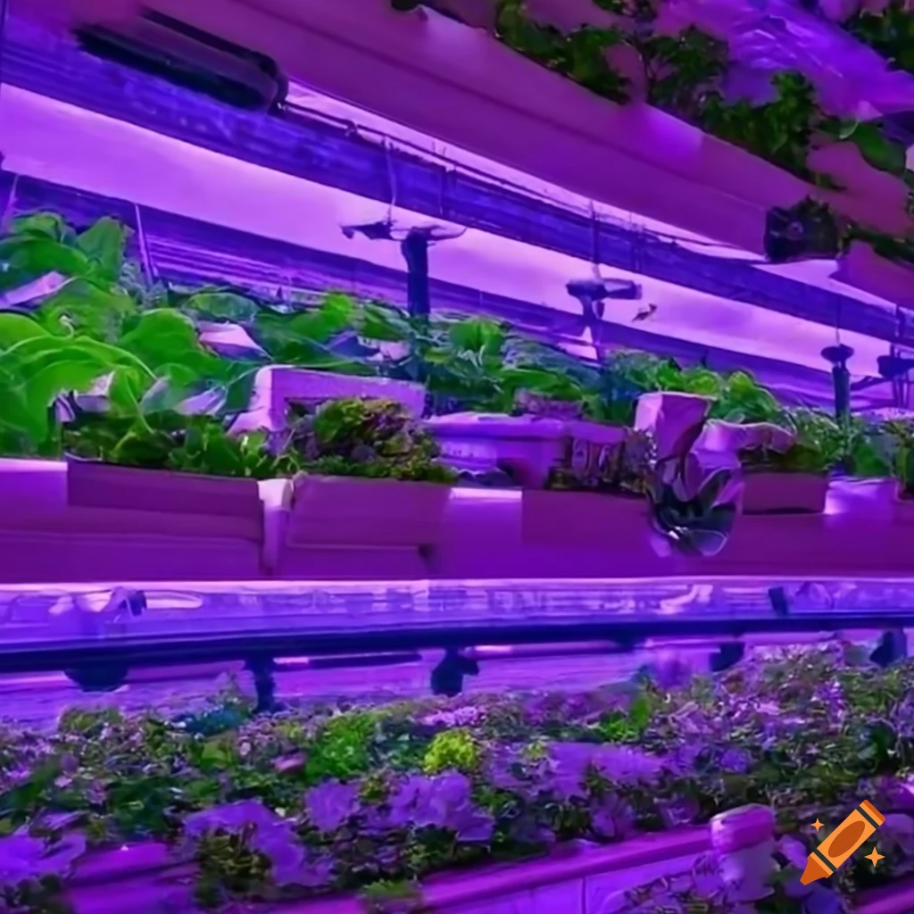 Led lighting for sustaining lush green plants in a modern big ...