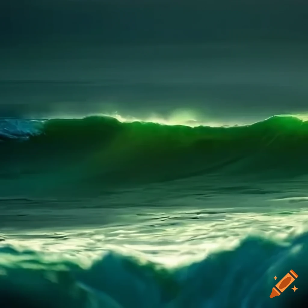 Surfers riding a wave on a sunny day with stormy translucent surf ghost ...