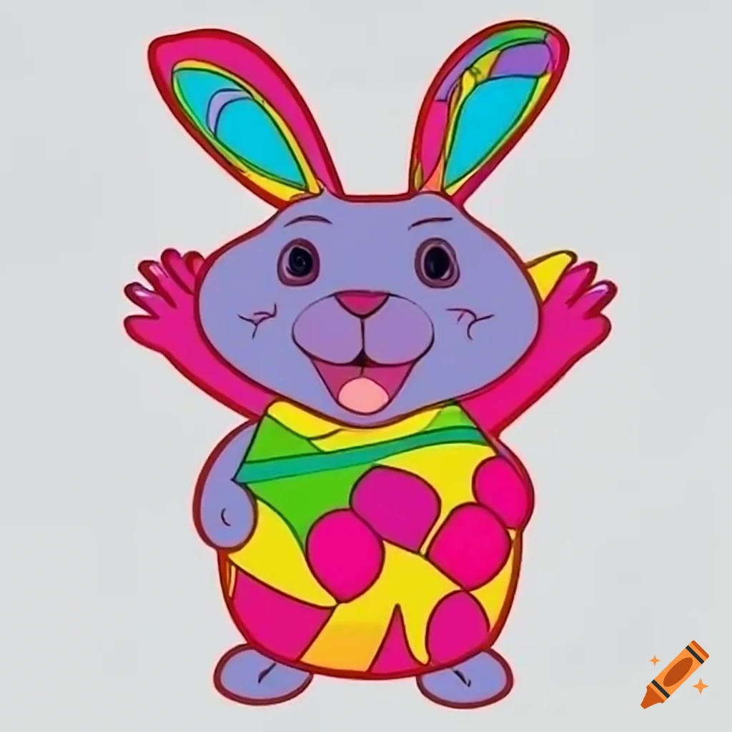 Colorful easter rabbit character with rainbow markings in pixar disney ...