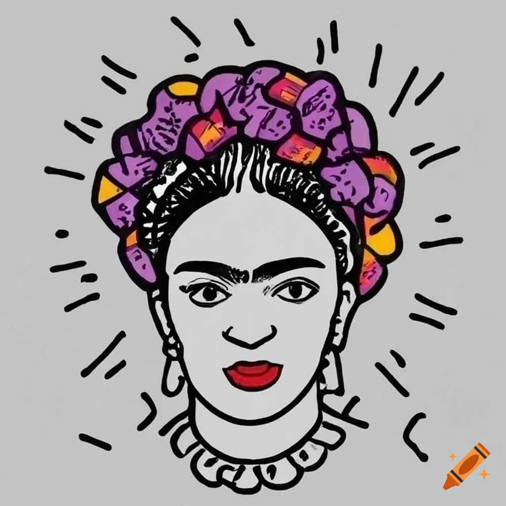 Frida kahlo portrait in the style of keith haring on Craiyon