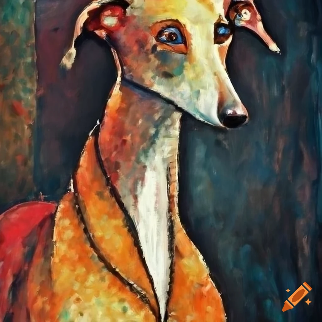 Greyhound dog painted in the style of modigliani on Craiyon