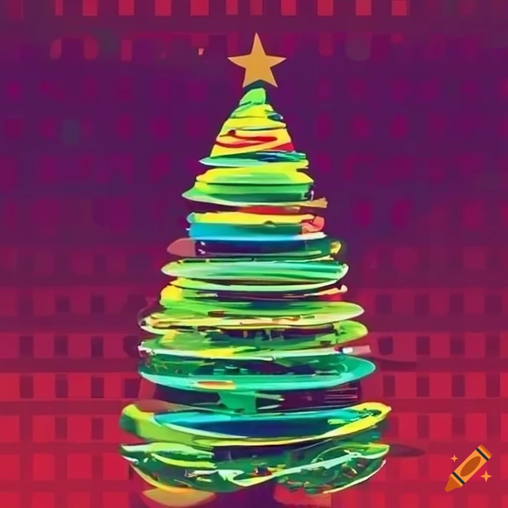 Pop art style christmas tree design on Craiyon