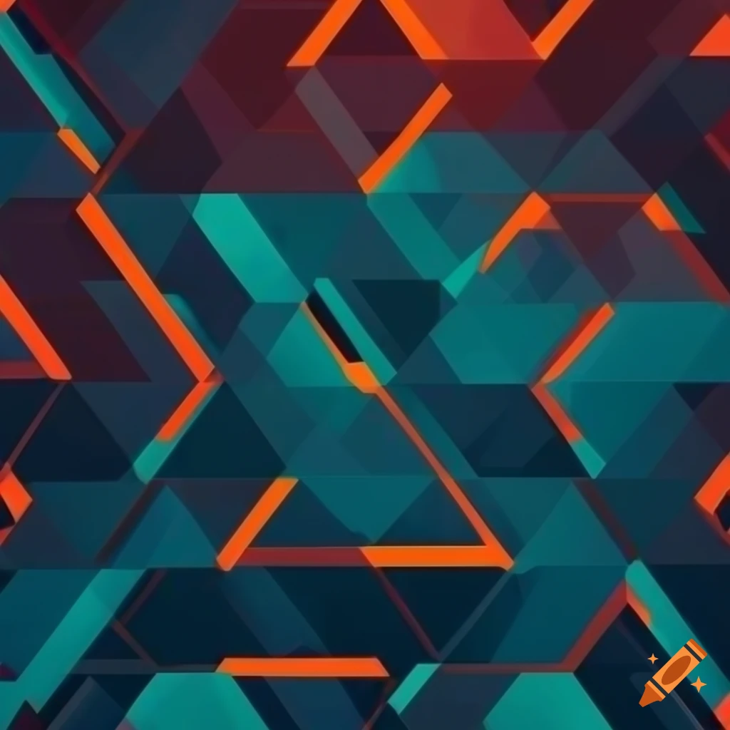 Teal and orange high tech pattern on dark blue background with ...