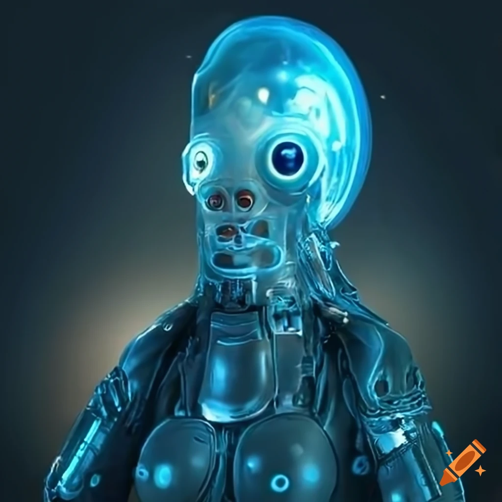 Sci-fi squid humanoid transparent pilot on Craiyon