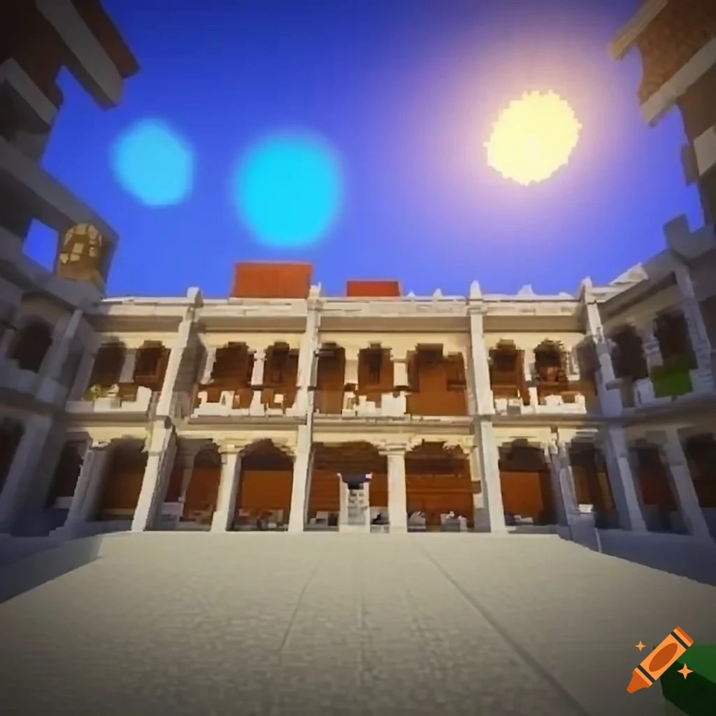 Close up of a building in plaza vieja, havana in minecraft on Craiyon