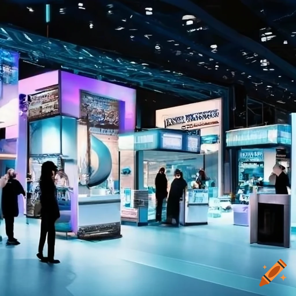 Trade fair stands on Craiyon