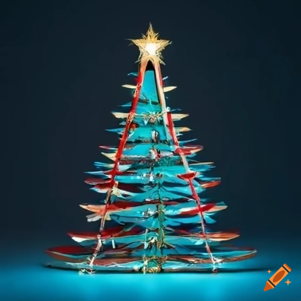 Christmas tree made of surfboards on Craiyon