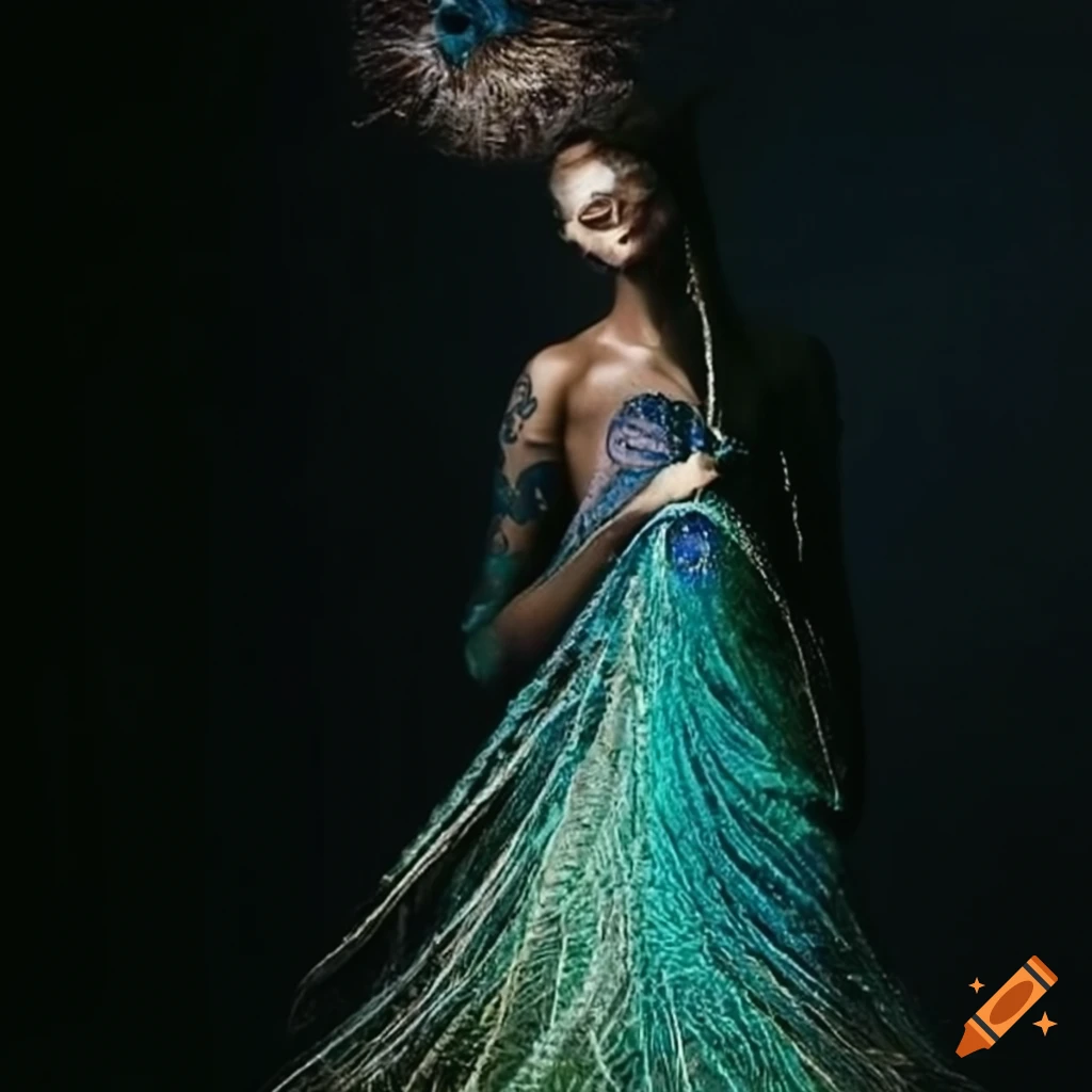 Artistic depiction of a human with a peacock head on Craiyon