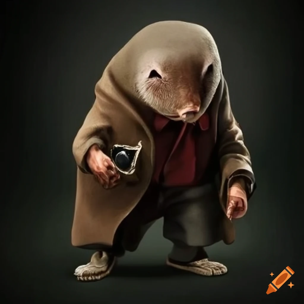 Upright mole in a detective coat on Craiyon